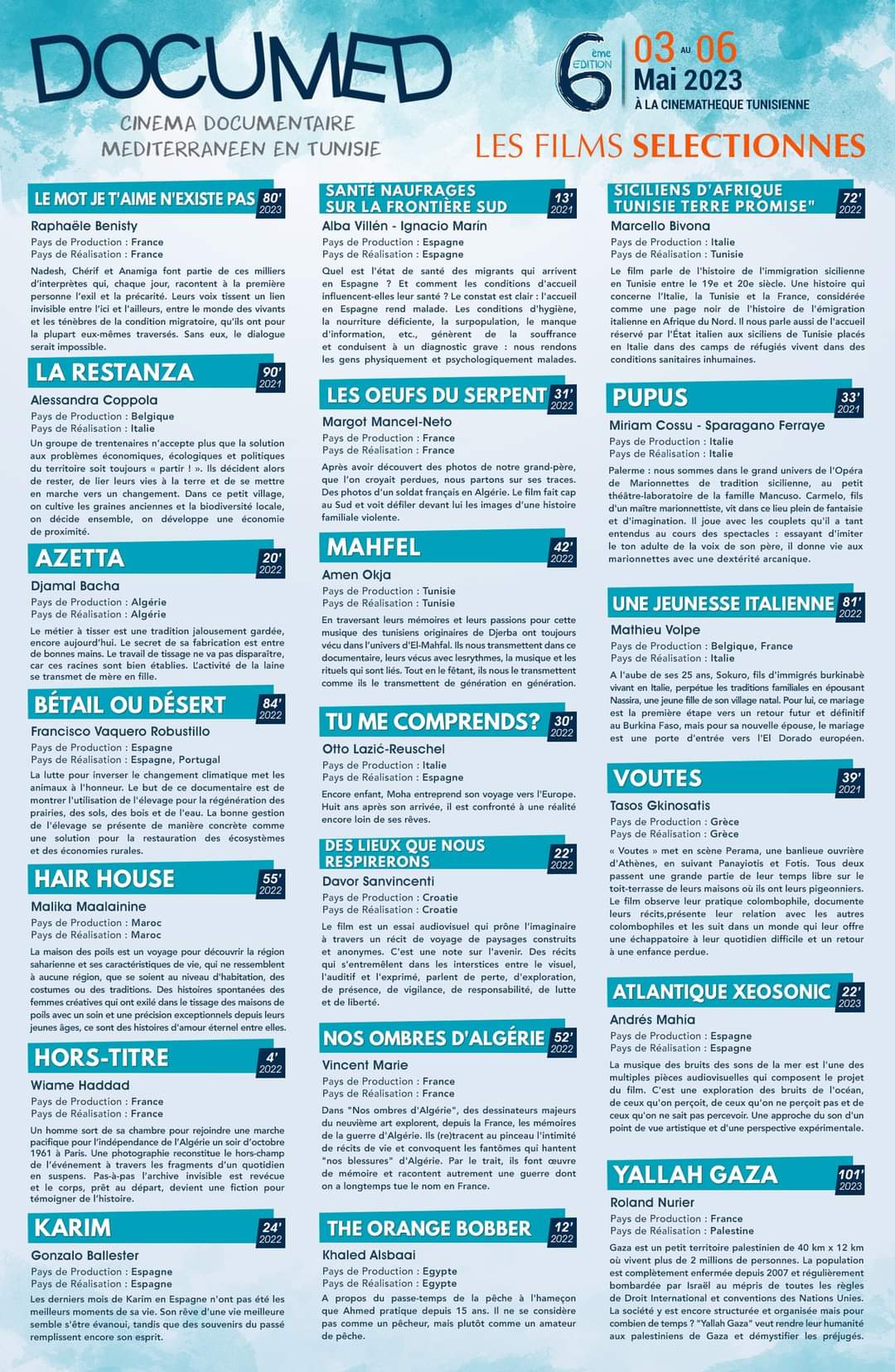 DocuMed - 6ème édition du Festival du Cinéma Documentaire Méditerranéen ...
