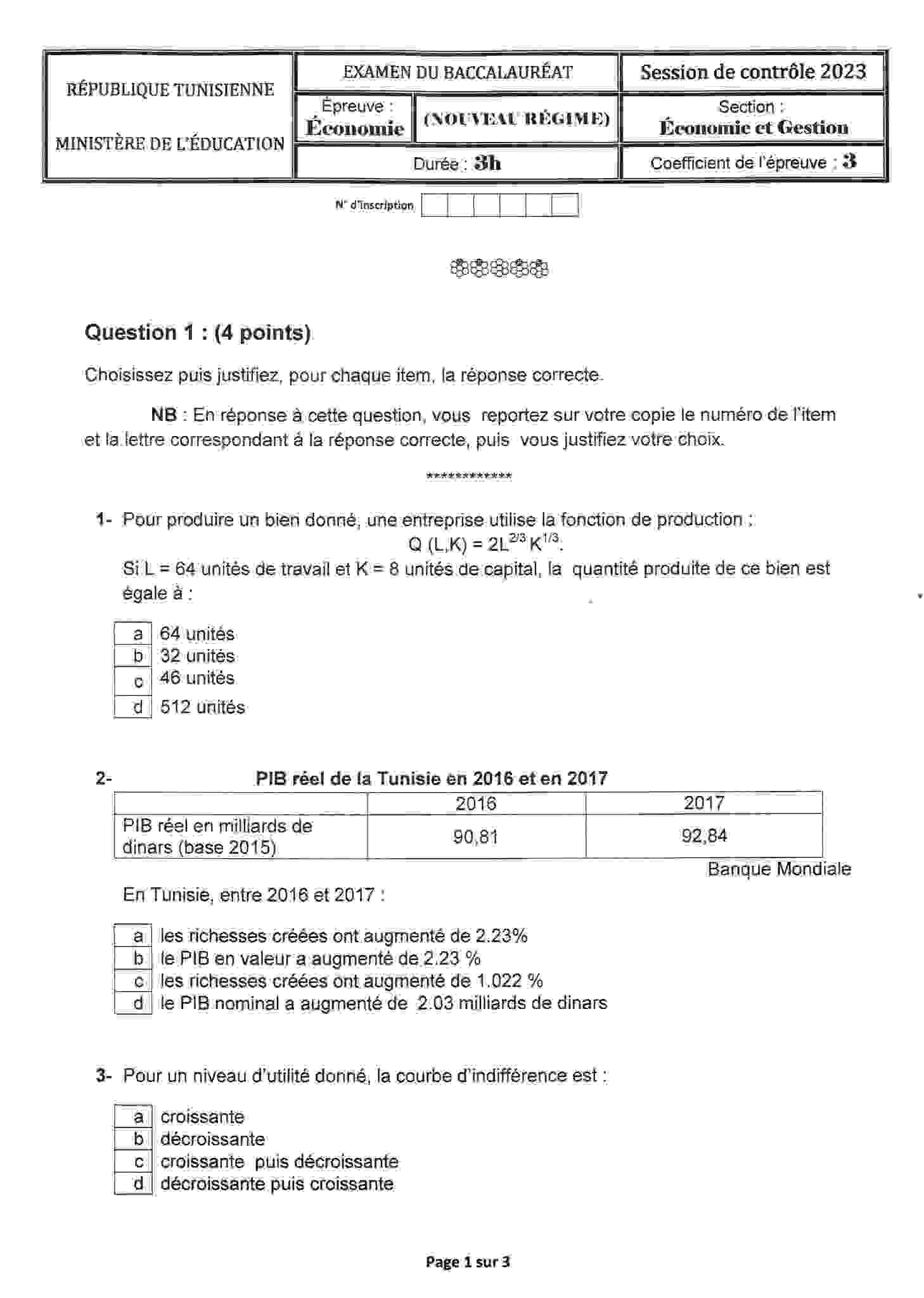 Session de contrôle 2023 : Toutes les épreuves du Bac Economie Gestion ...