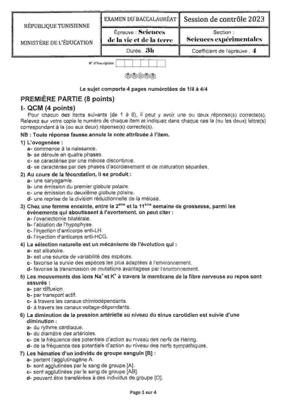 Session de contrôle 2023 : Toutes les épreuves du Bac Sciences ...