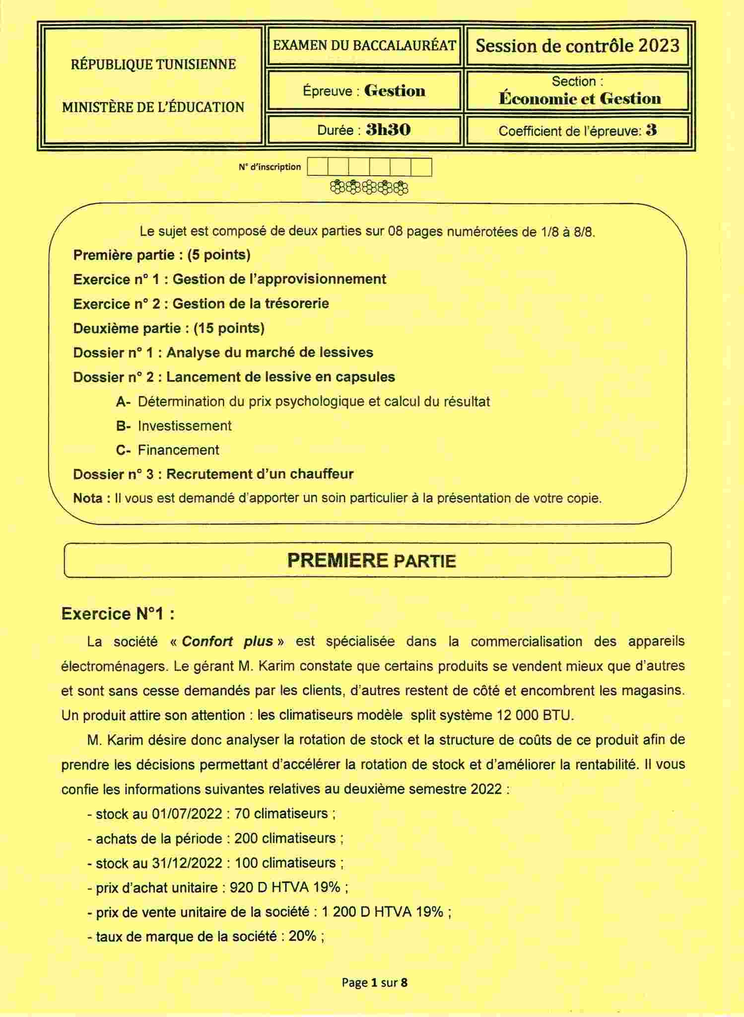 Session de contrôle 2023 : Toutes les épreuves du Bac Economie Gestion ...