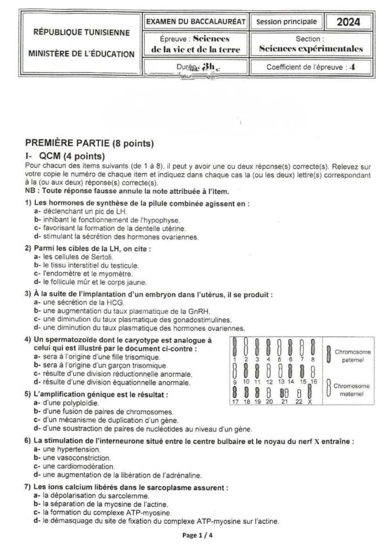 Bac 2024 : Toutes les épreuves de la section Sciences Expérimentales ...